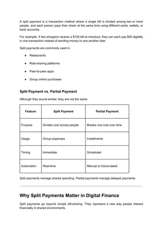 Split Payments - Meaning, Examples and Use Cases | PDF