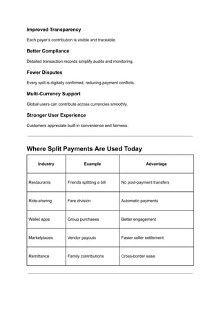 Split Payments - Meaning, Examples and Use Cases | PDF