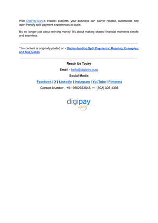 Split Payments - Meaning, Examples and Use Cases | PDF