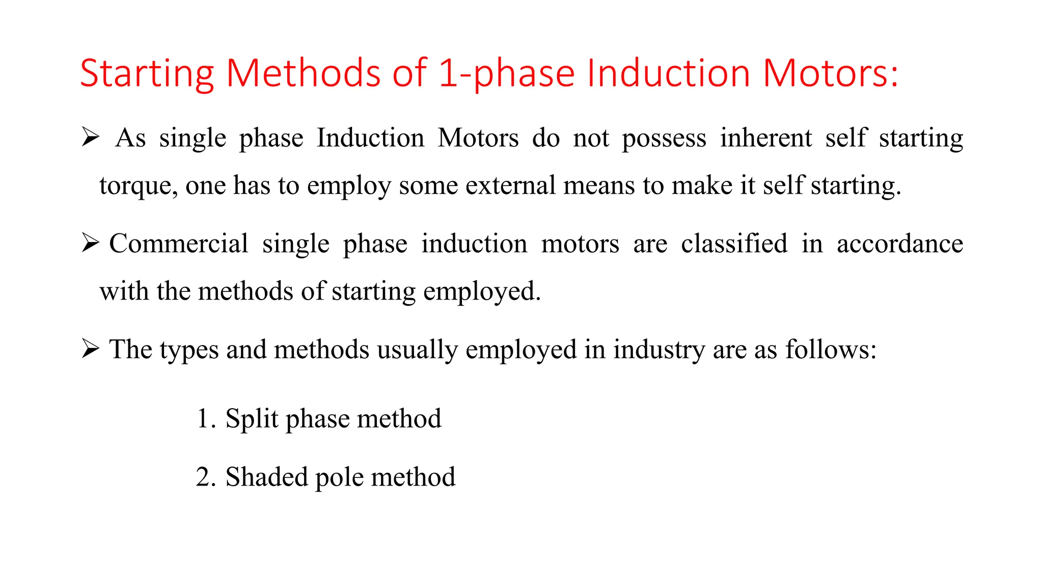 Split Phase Induction Motors - Principle and Types | PPTX | Science