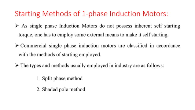 Split Phase Induction Motors - Principle and Types | PPTX | Science