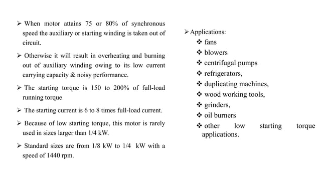 Split Phase Induction Motors - Principle and Types | PPTX | Science