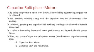 Split Phase Induction Motors - Principle and Types | PPTX