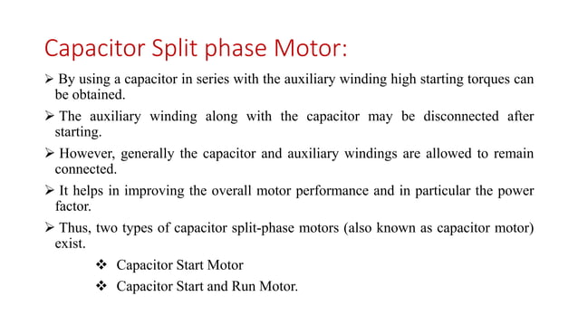 Split Phase Induction Motors - Principle and Types | PPTX | Science
