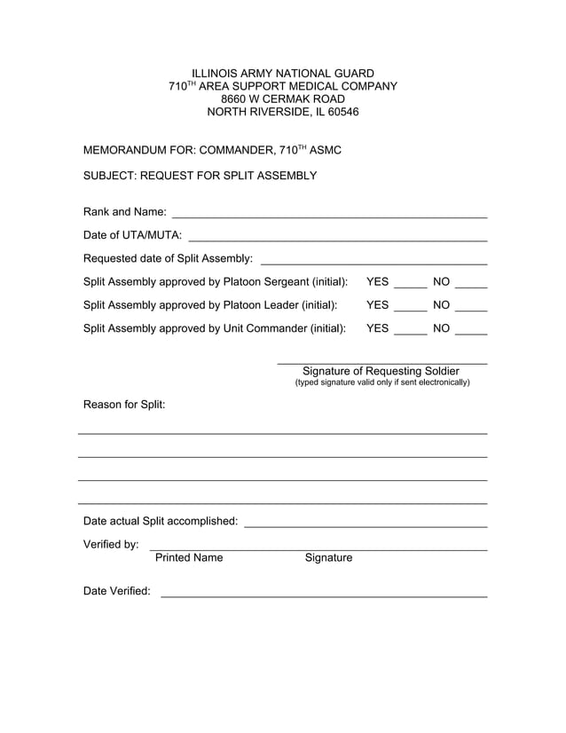 Split Request Form | DOC