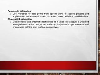 Cost Estimating And Developing The Budget | PPTX | Business | Business ...