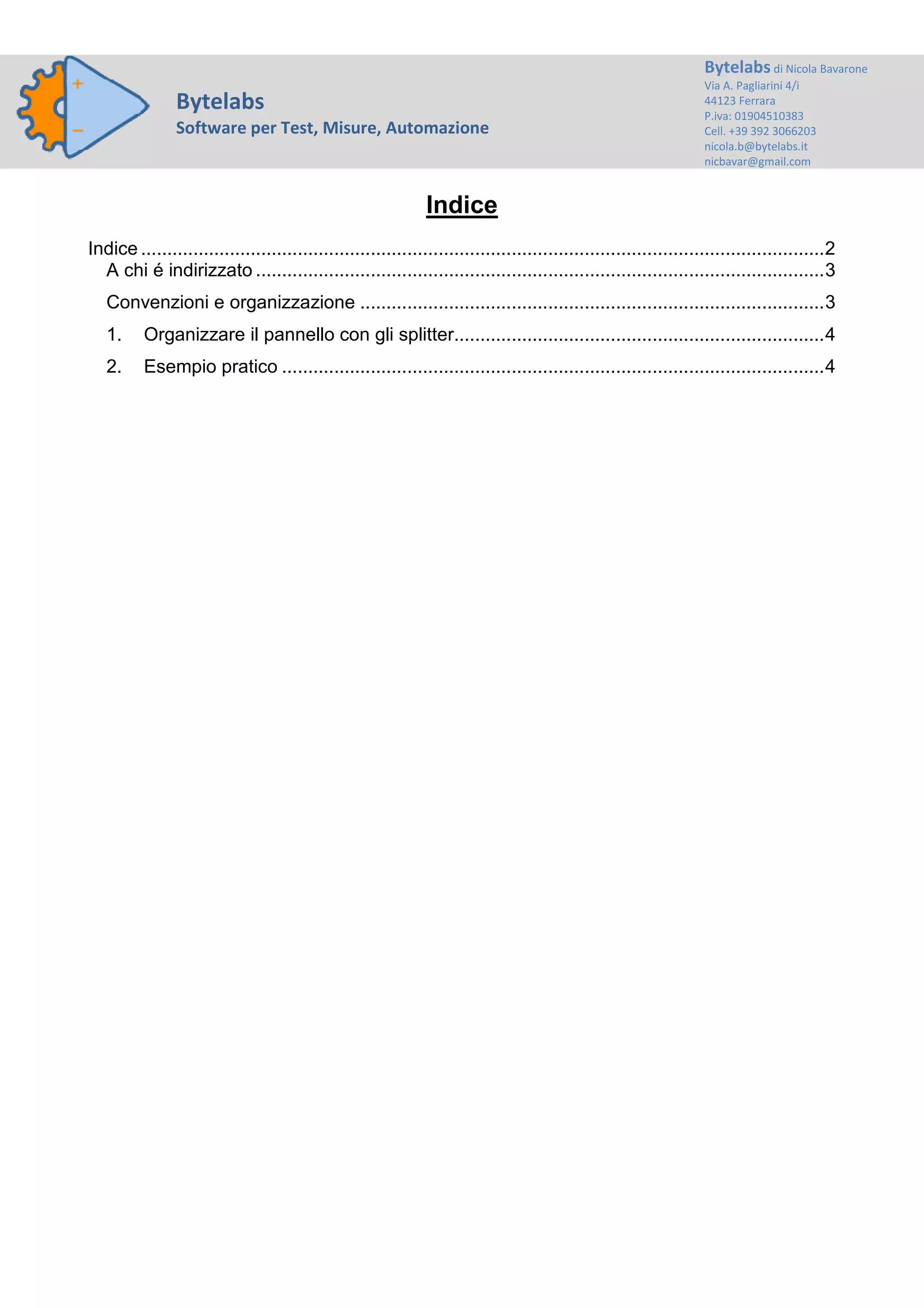 Ordinare il Front Panel con gli splitter in LabVIEW | PDF