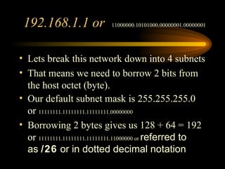 Splitting A Class C Network Into 4 Subnets | PPT