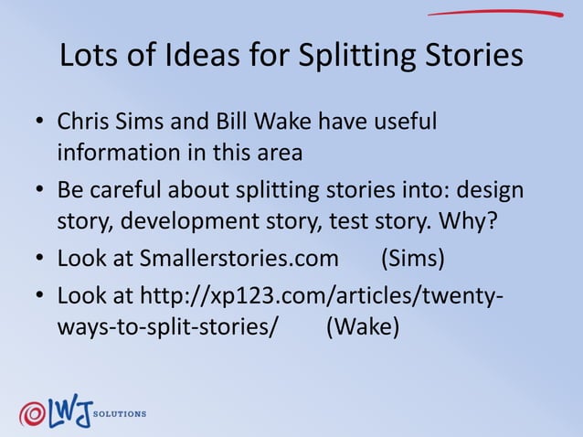 Splitting user stories | PPTX