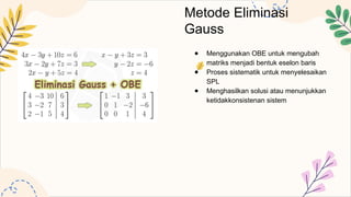 Pengenalan Sistem Persamaan Linear#AljabarLiner#Metode Numerik | PPTX