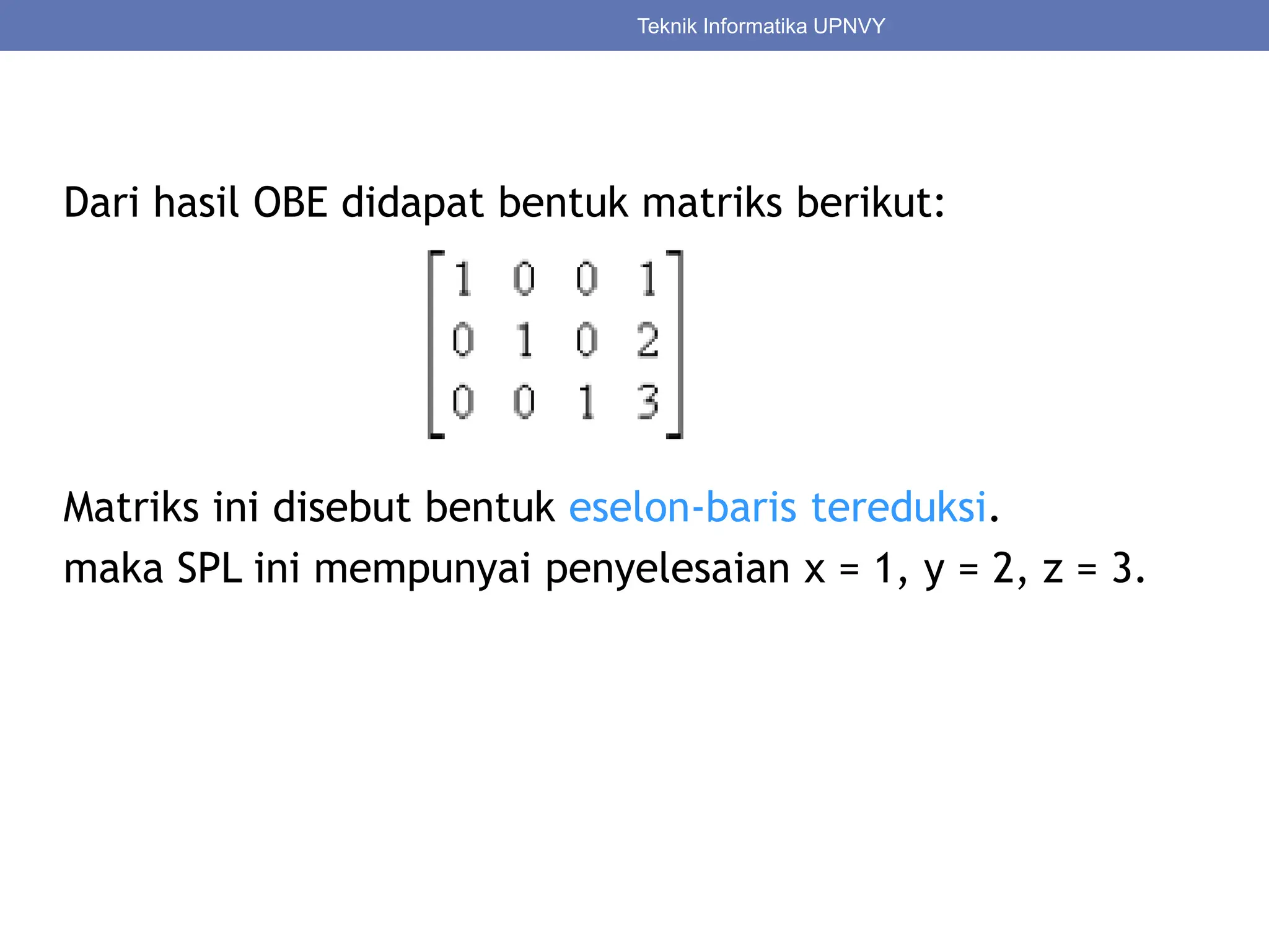 Sistem persamaan linear non homogen matriks | PDF
