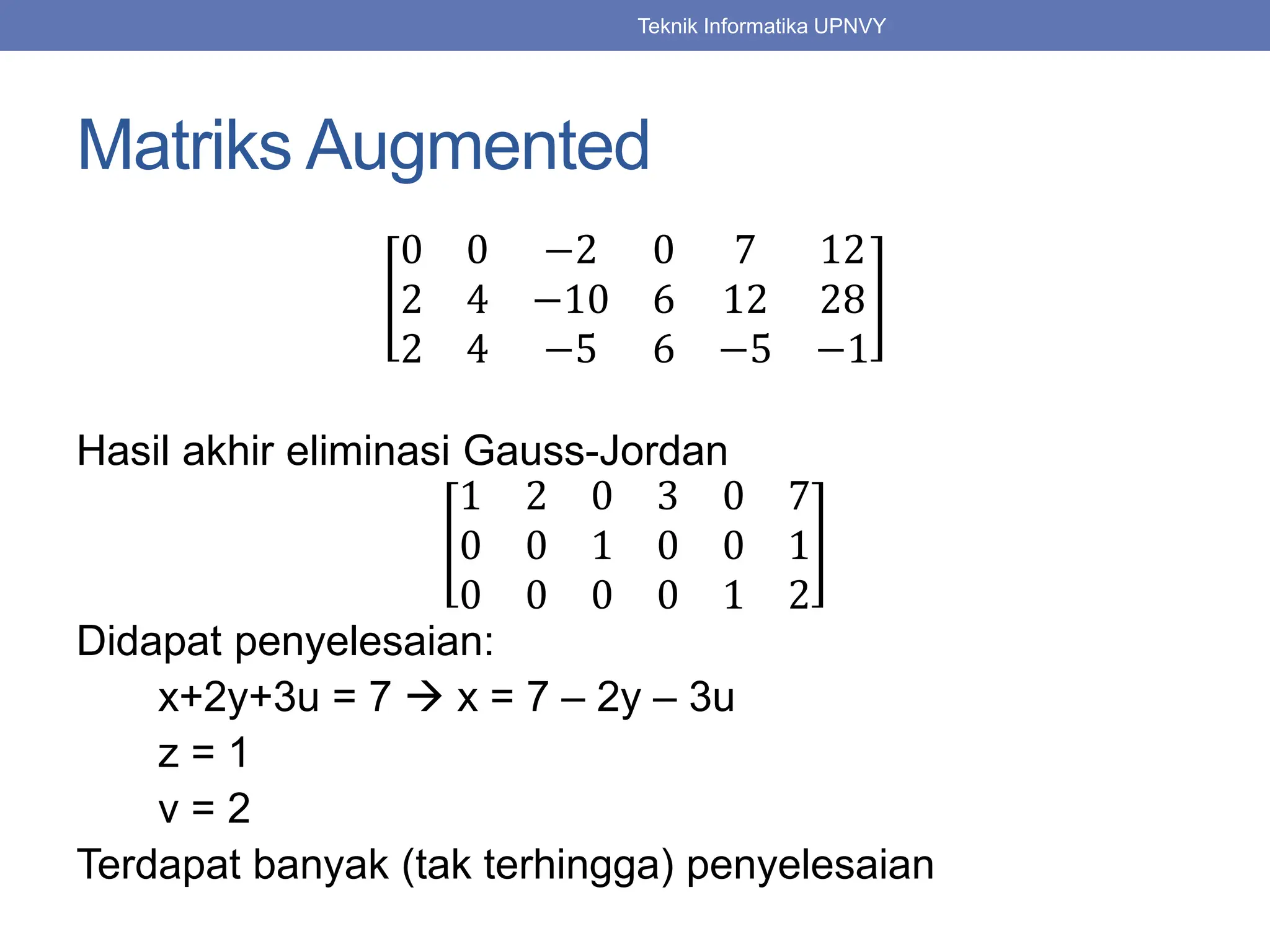 Sistem persamaan linear non homogen matriks | PDF