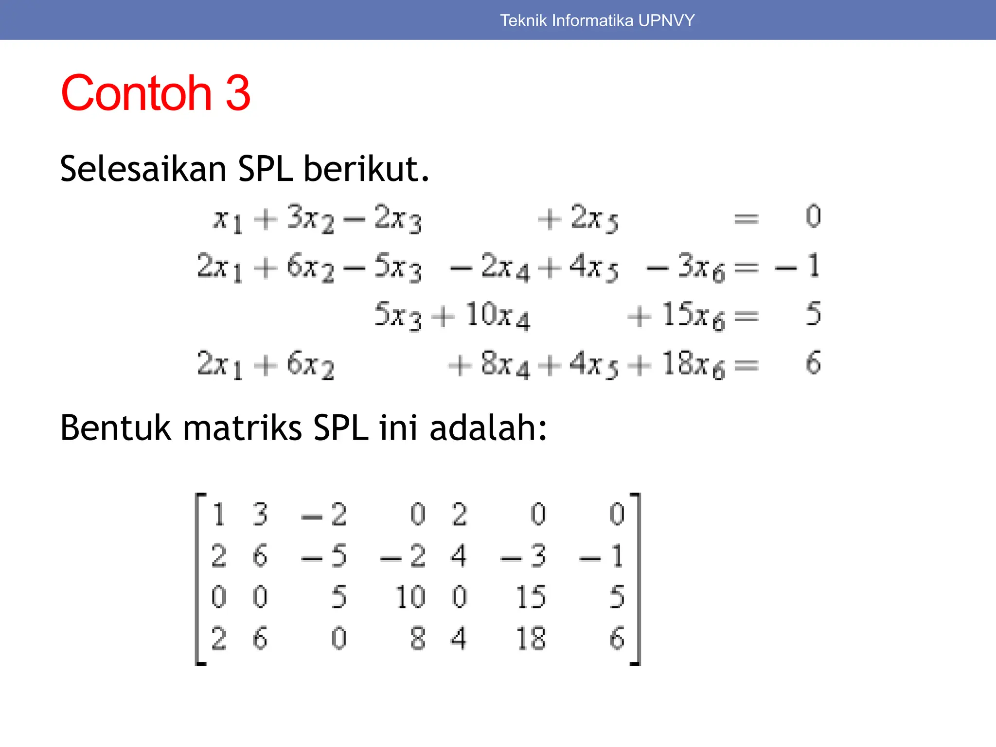 Sistem persamaan linear non homogen matriks | PDF