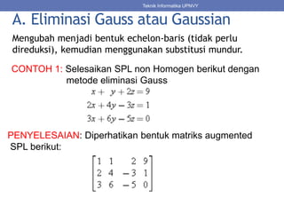 Sistem persamaan linear non homogen matriks | PDF
