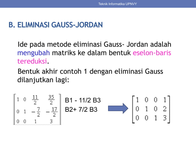 Sistem persamaan linear non homogen matriks | PDF