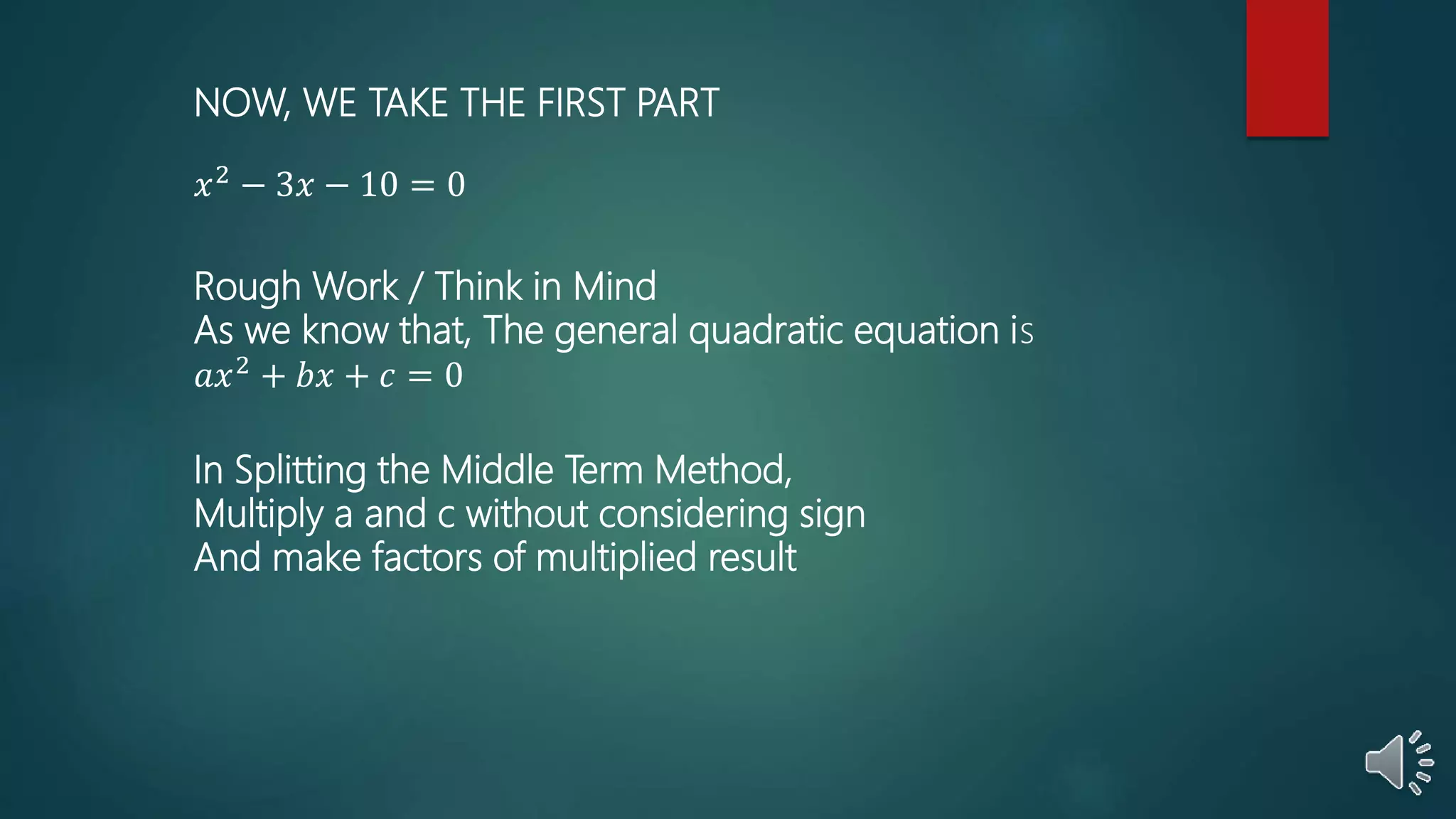 Splitting the middle term Method | Class 10 | PPTX