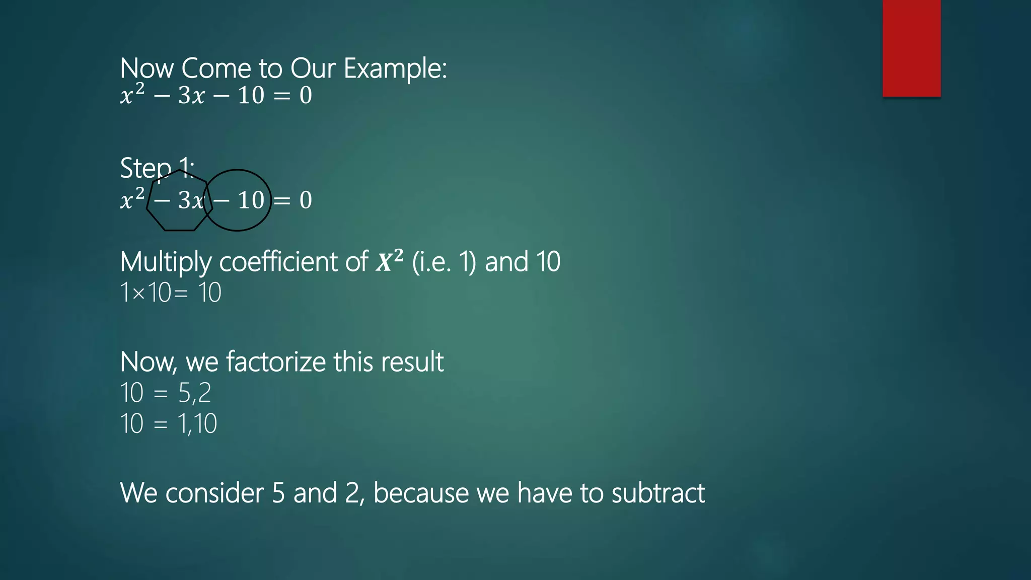 Splitting the middle term Method | Class 10 | PPTX