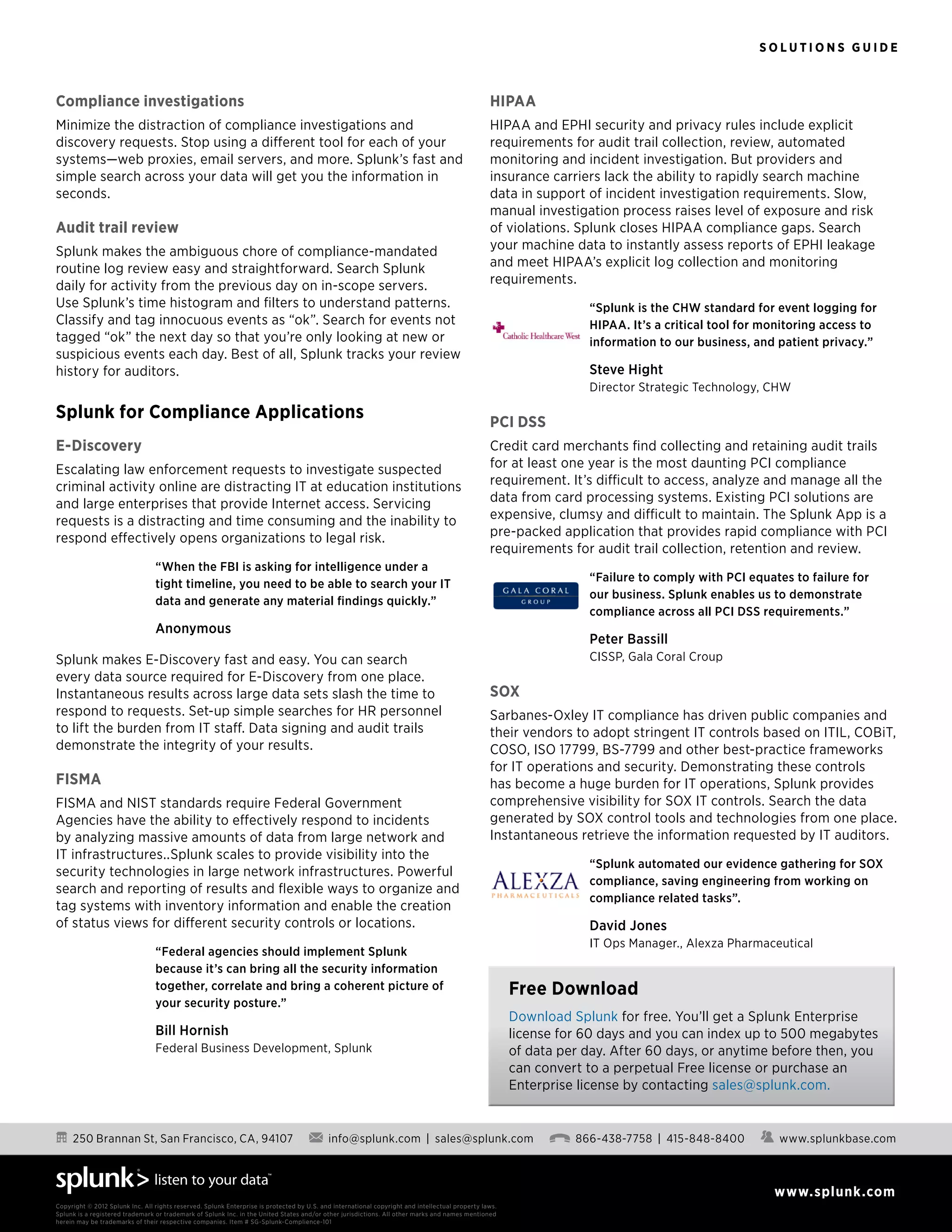 Splunk for compliance | PDF