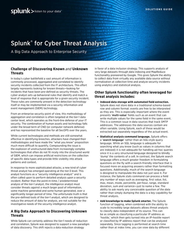 Splunk for cyber_threat | PPT | Free Download