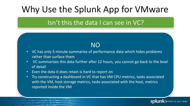 Splunk for vmware virtualization customer presentation | PPTX