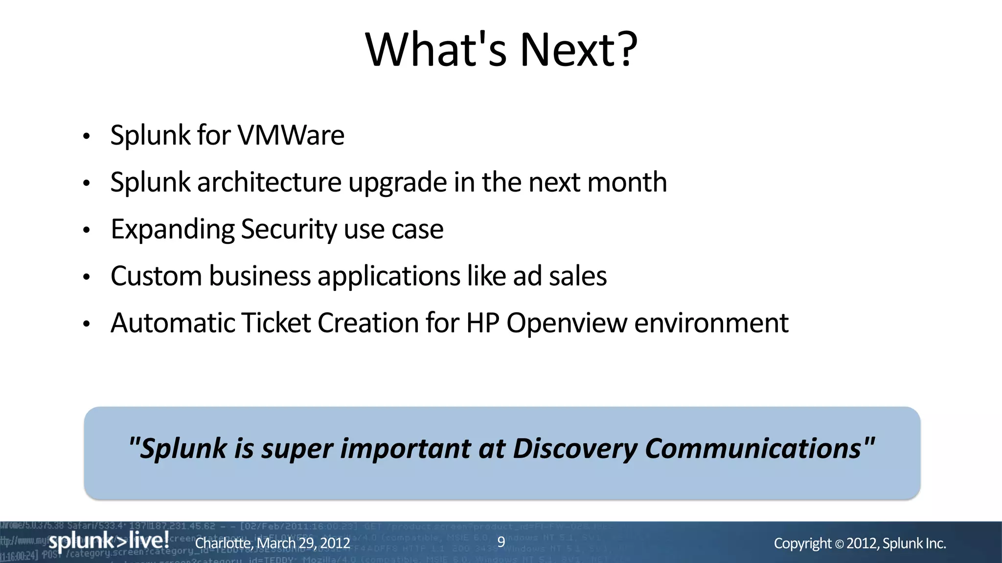 SplunkLive! Charlotte, Discovery Communications | PPTX
