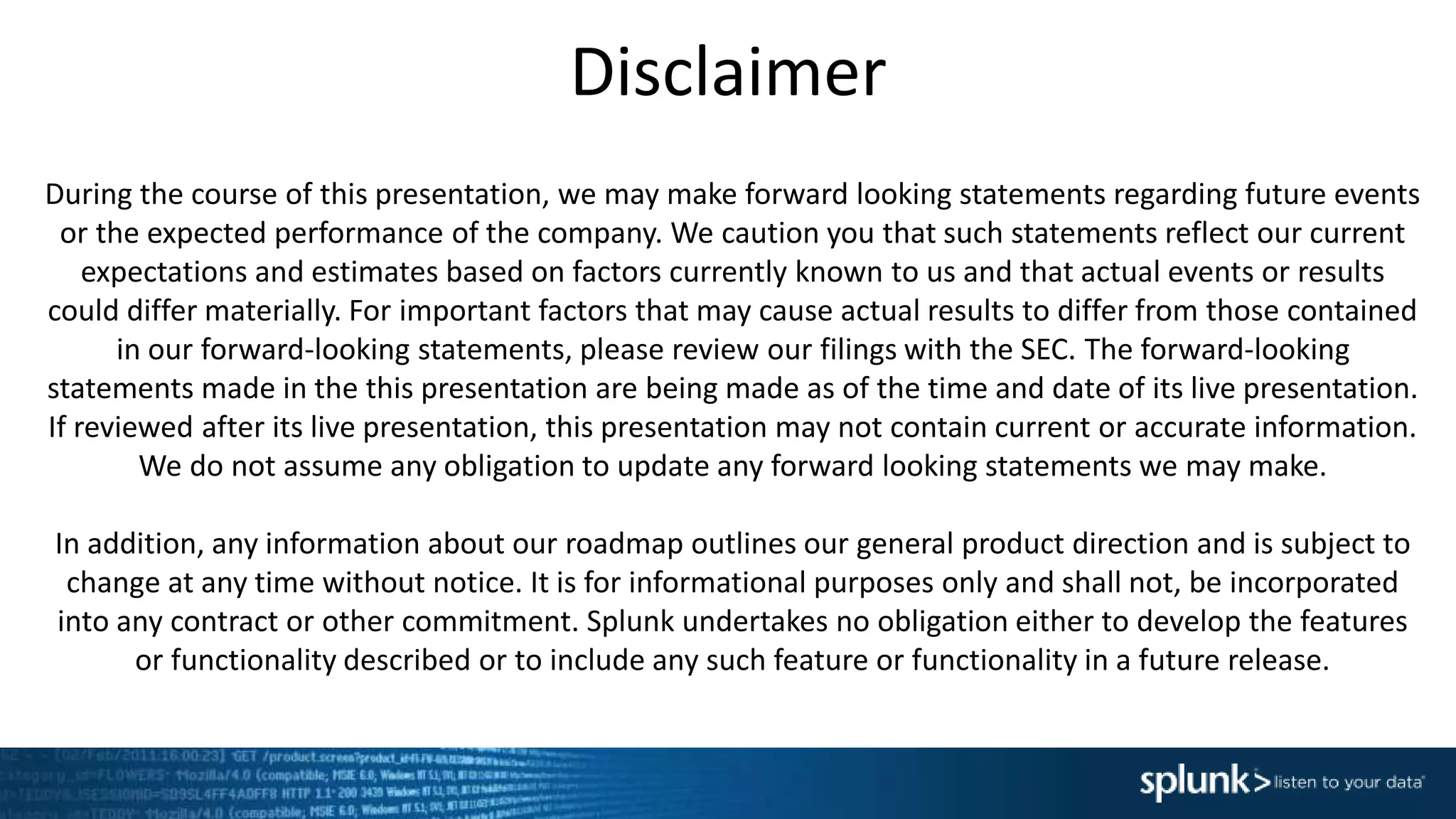 Splunk for Machine Learning and Analytics | PPT