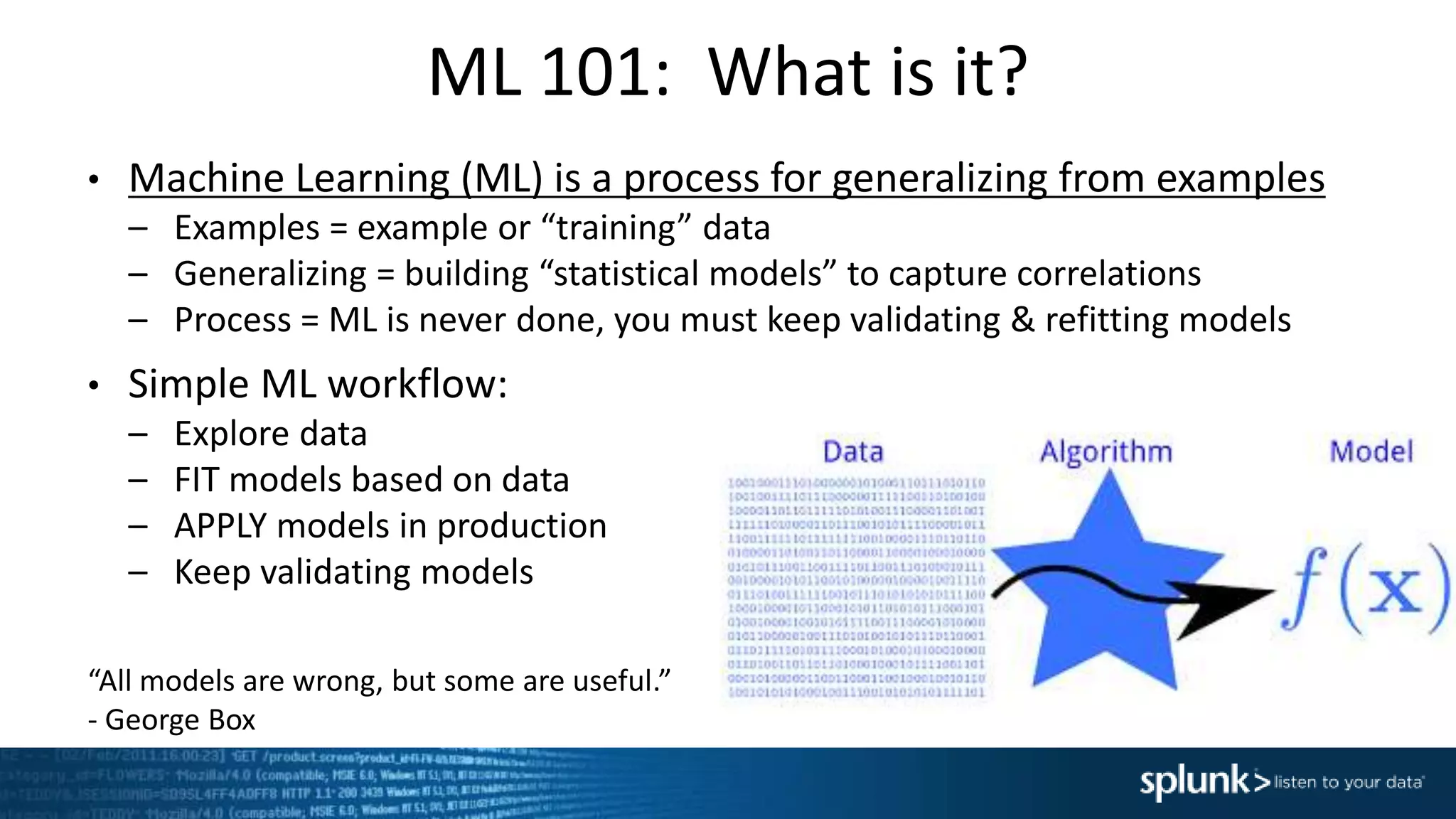 Splunk for Machine Learning and Analytics | PPTX