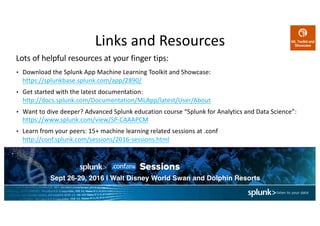 SplunkLive! Warsaw 2016 - Machine Learning | PDF | Computing | Technology & Computing