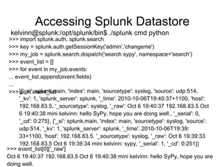 Sydney Python Presentation (October 2010) - Splunk | PDF