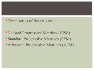 Raven's standard progressive matrices ppt | PPT