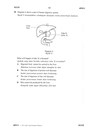 Spm 2012-bio-k1 | PDF