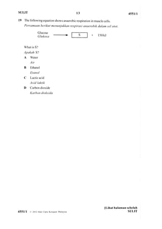 Spm 2012-bio-k1 | PDF