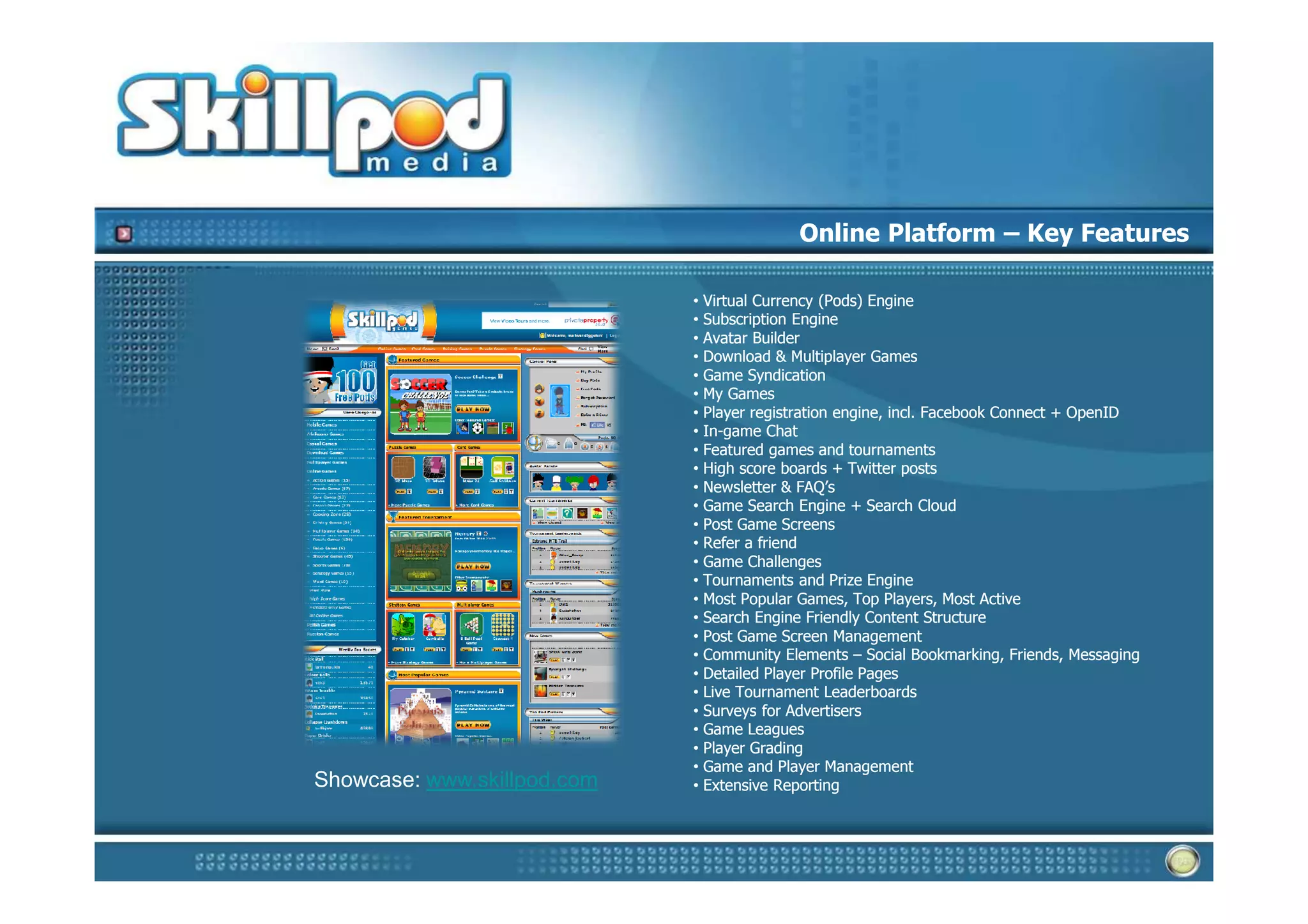 SkillPod Media Casual Games Platform Overview | PPT