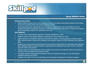 SkillPod Media Casual Games Platform Overview | PPT