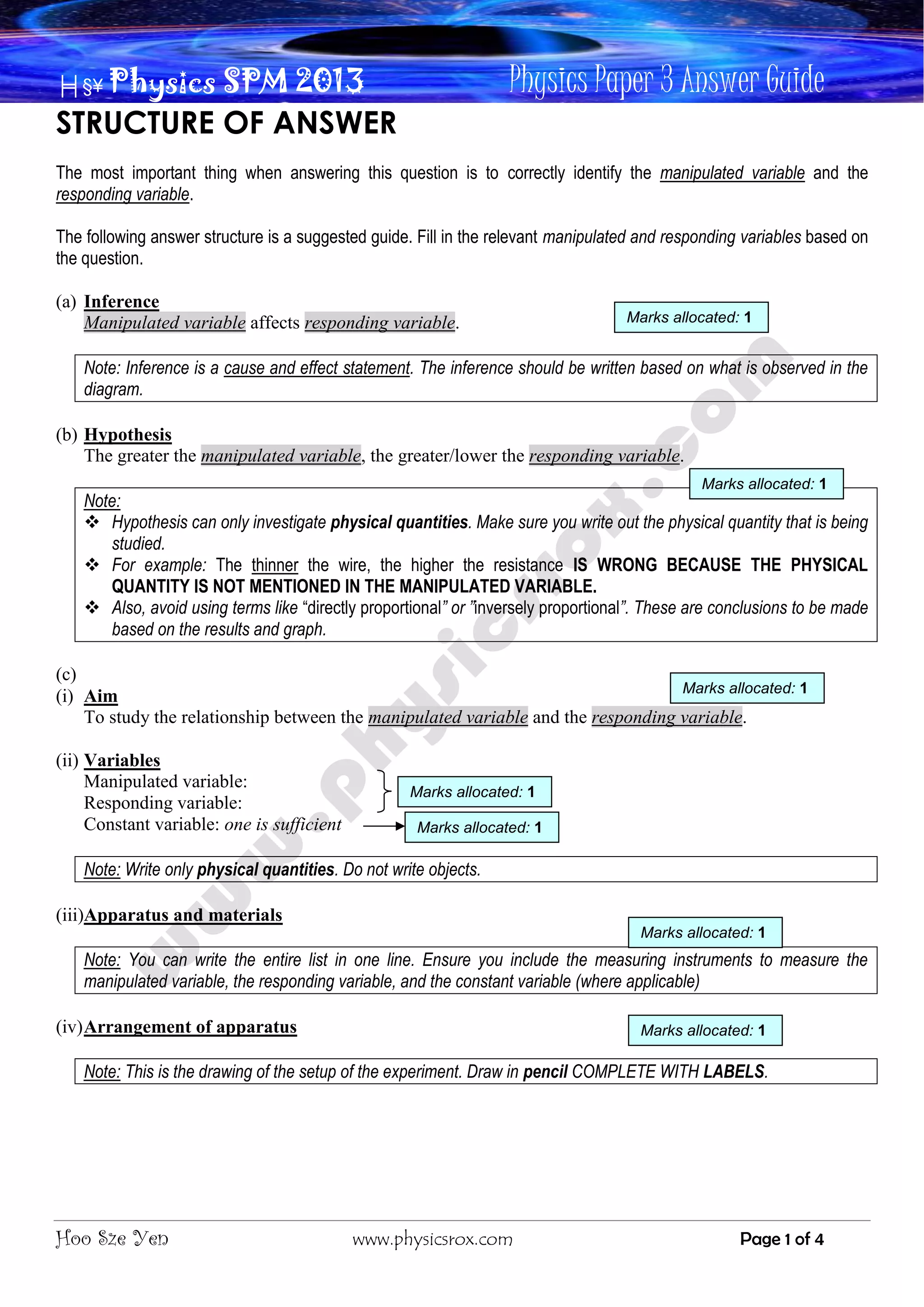 SPM PHYSICS-PAPER-3--GUIDE- | PDF