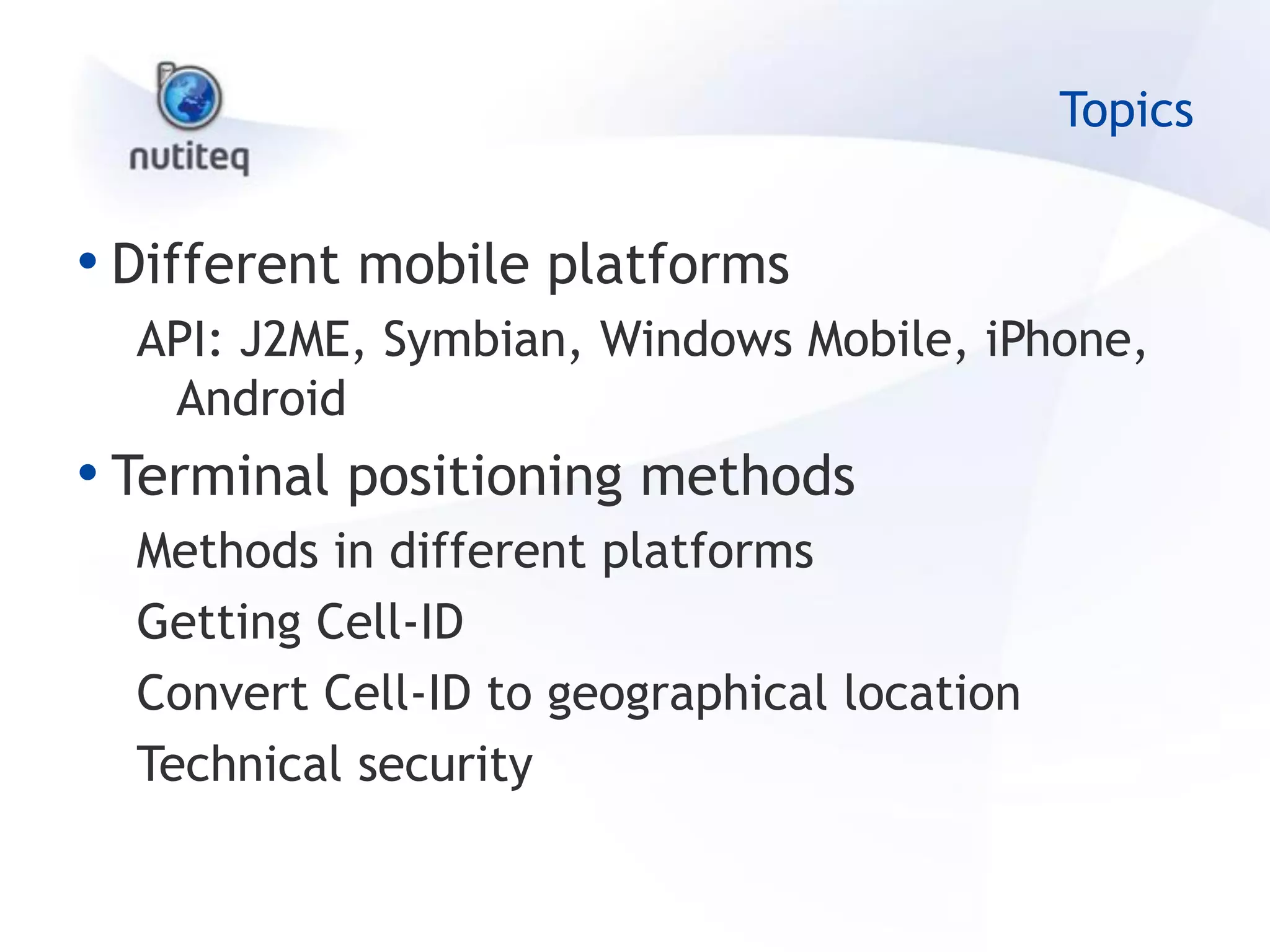 Terminal-based Mobile Positioning overview | PPT