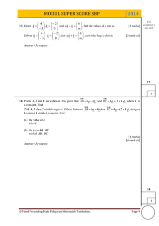 Spm 2014 add math modul sbp super score [lemah] k1 set 1 dan skema | DOCX