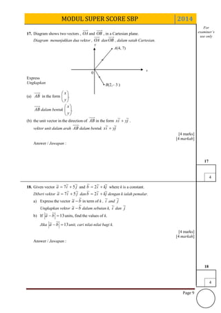 Spm 2014 add math modul sbp super score [lemah] k1 set 2 dan skema | PDF