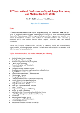 11th International Conference on Signal, Image Processing and ...