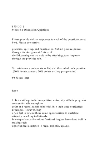 SPM 3012 Module 2 Discussion Questions Please provid.docx