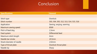 Generic specifications of an overlock machine | PPTX