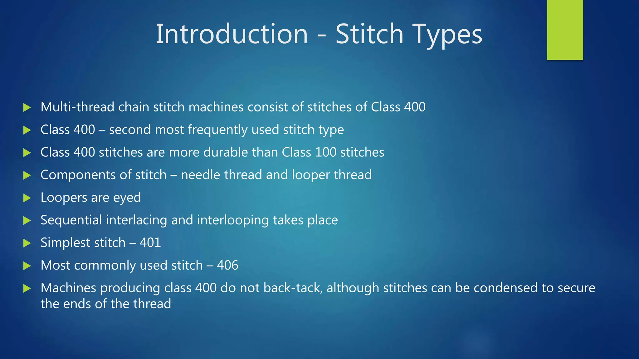 Multi thread chain stitch machines | PPTX