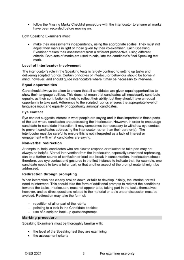 SPM Instructions for Speaking Examiners V3.pdf | Resume Writing and ...