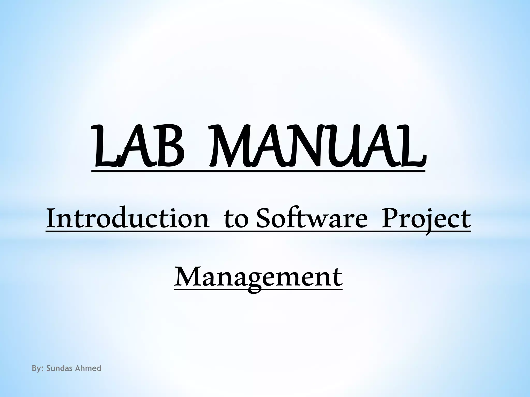 Software Project Management Lab Manual Lab 1 | PPTX