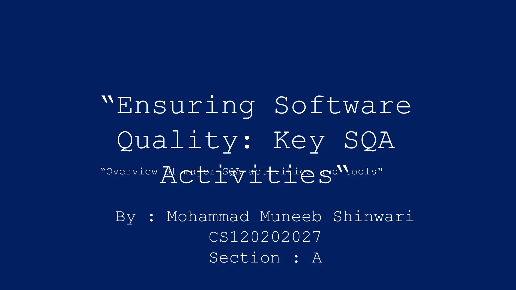 Major SQA 5 Activities | PPT