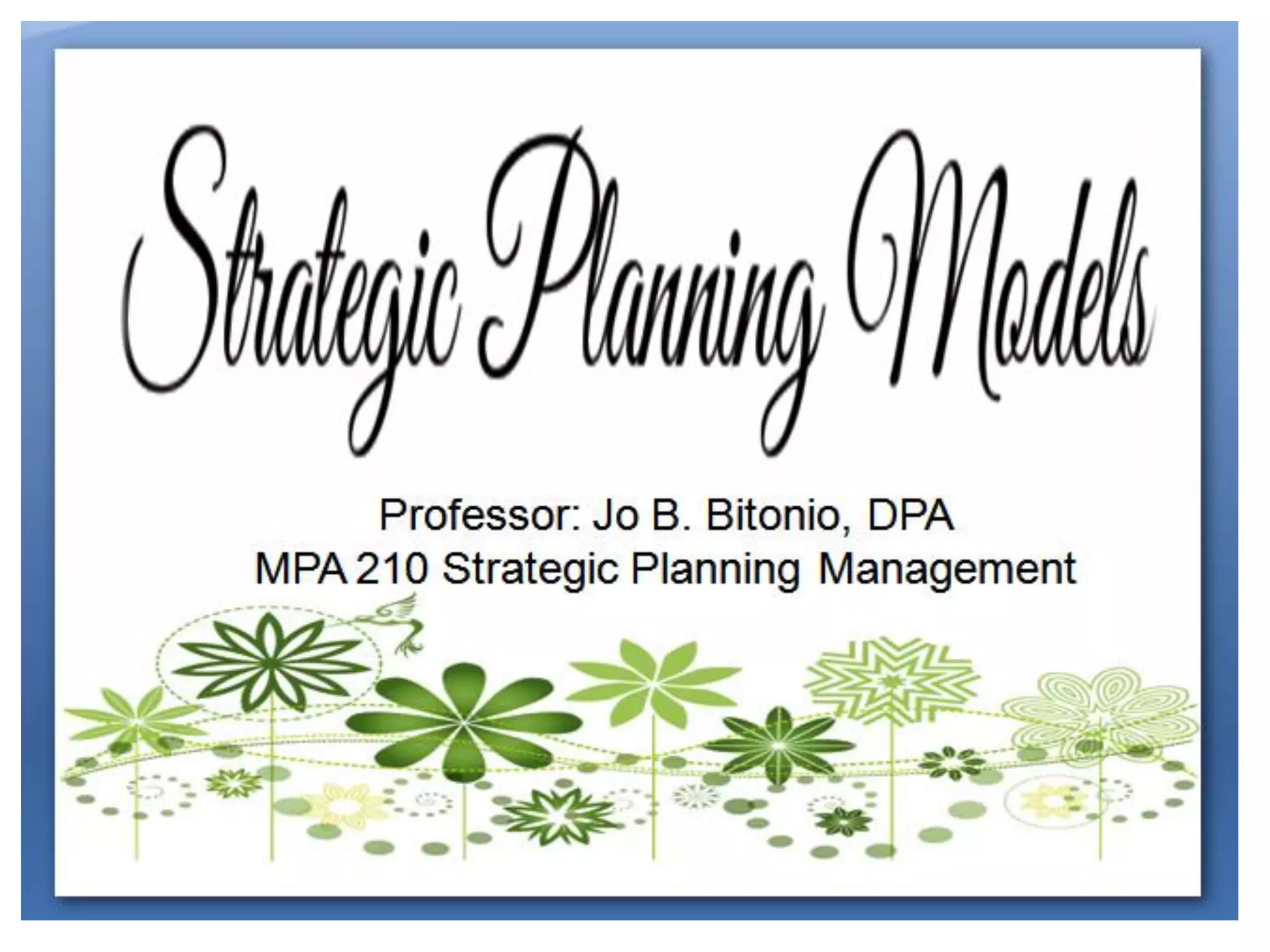 Strategic Planning Models | PDF