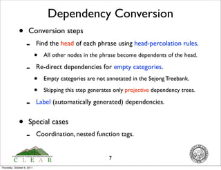 Statistical Dependency Parsing in Korean: From Corpus Generation To Automatic Parsing | PPT