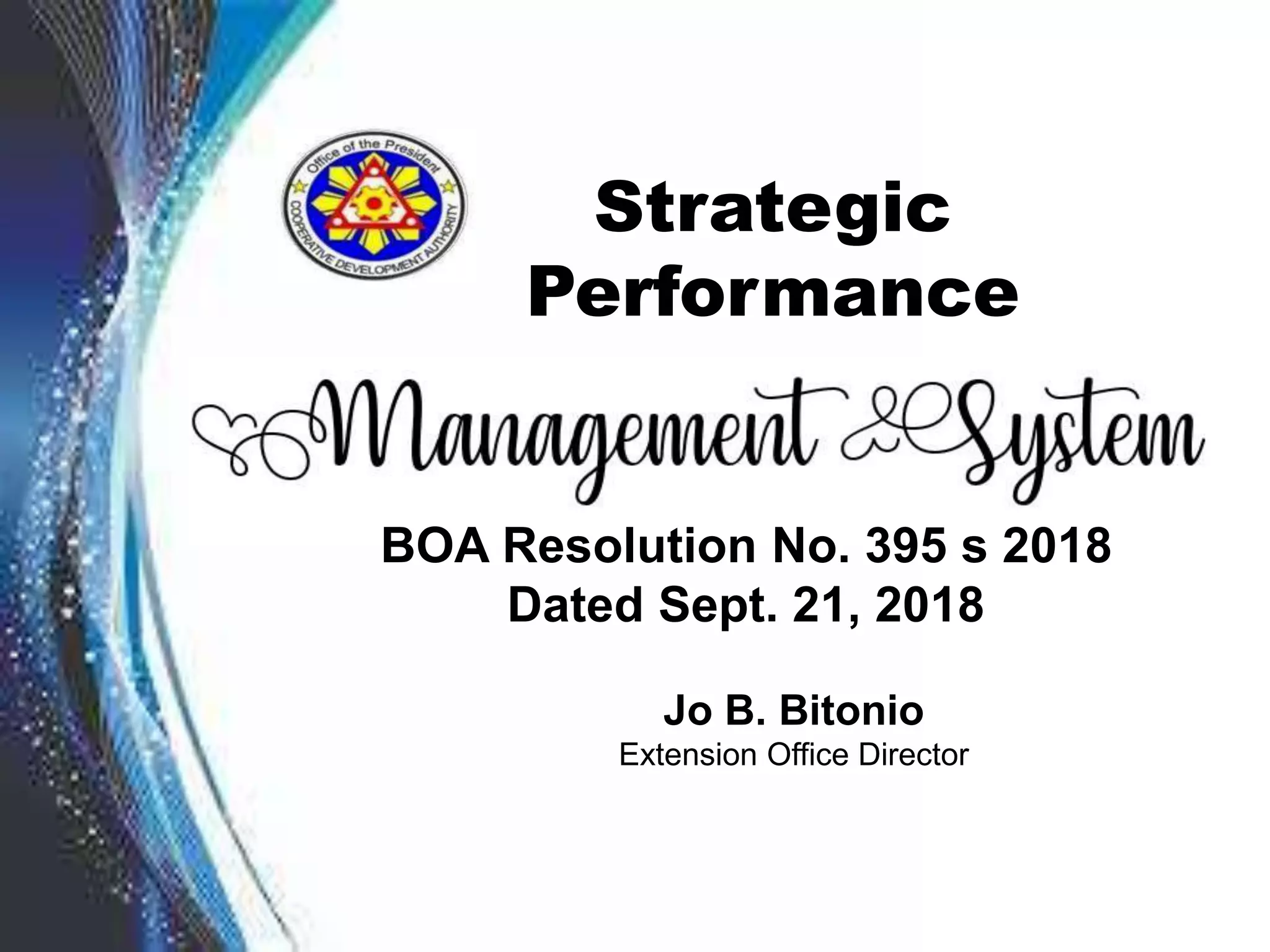 CDA Strategic Performance Management System Revised | PPT