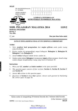 [Spmsoalan]soalan spm 2014 bi (1) | PDF