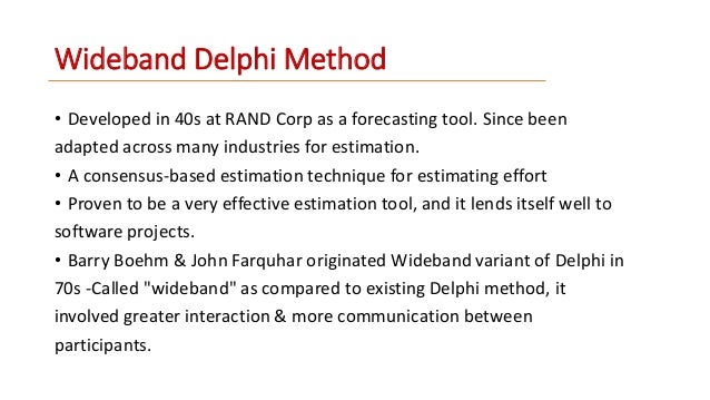 DELPHI METHOD (COST ESTIMATION MODELT)